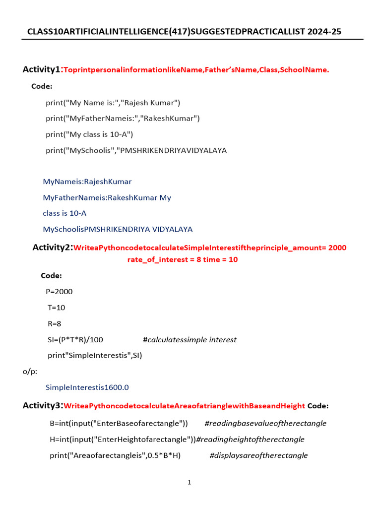 STD-X Pracical List | PDF
