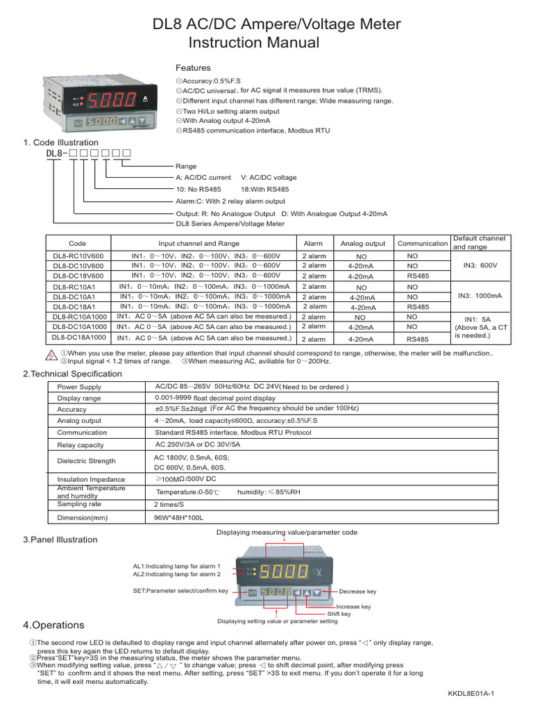 dl8 - Digital Av Meter Manual | PDF