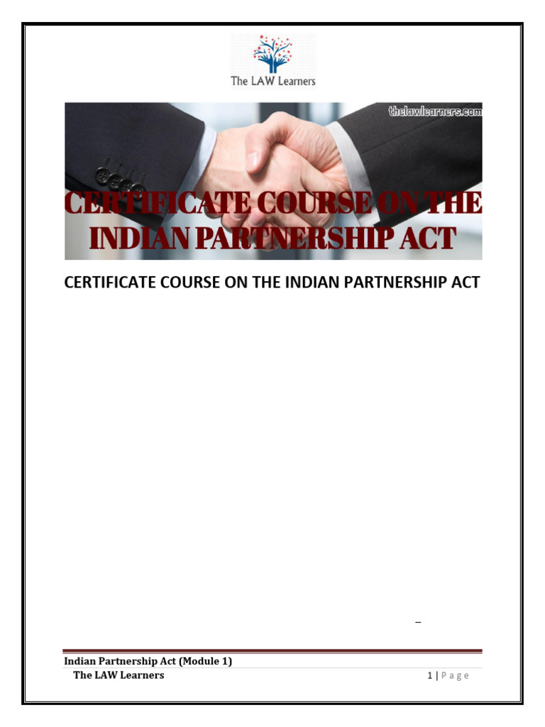 Indian Partnership Act Overview Module 1 | PDF | Legal Liability ...