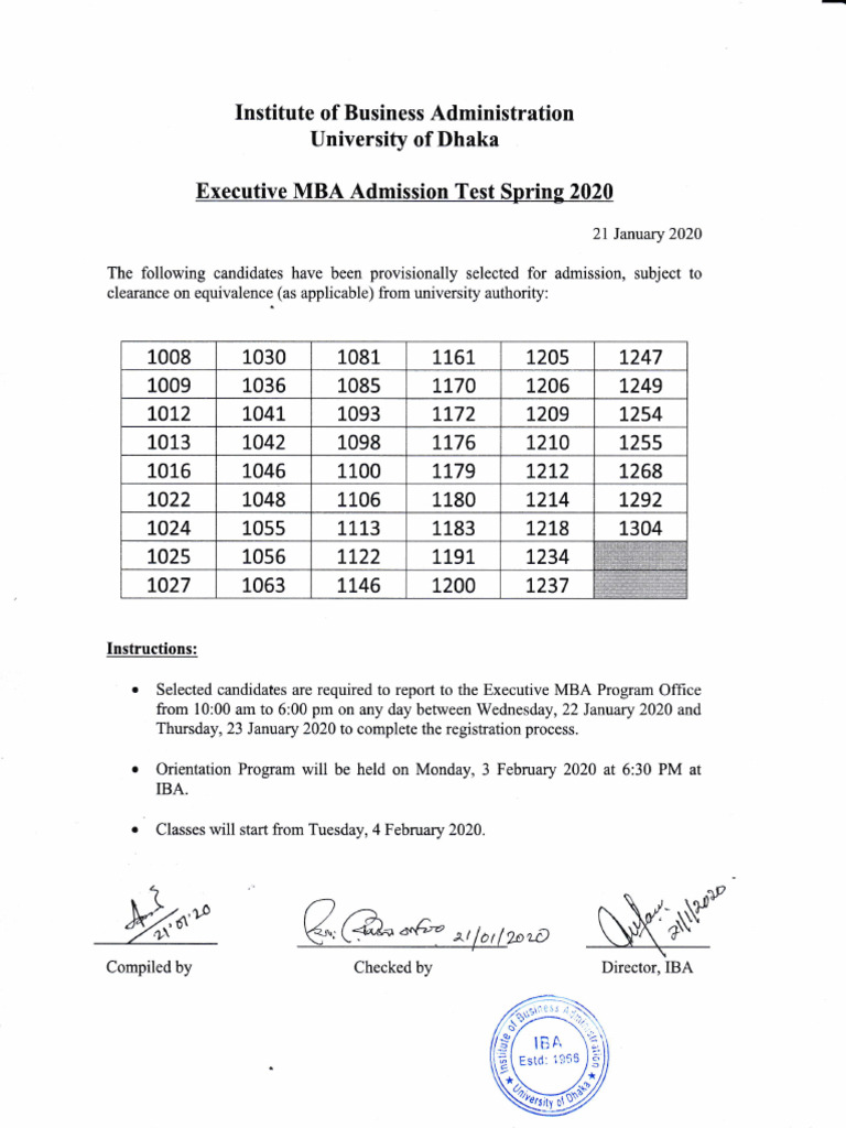 EMBA Admission Details 2020 | PDF | Master Of Business Administration | Academic Degree