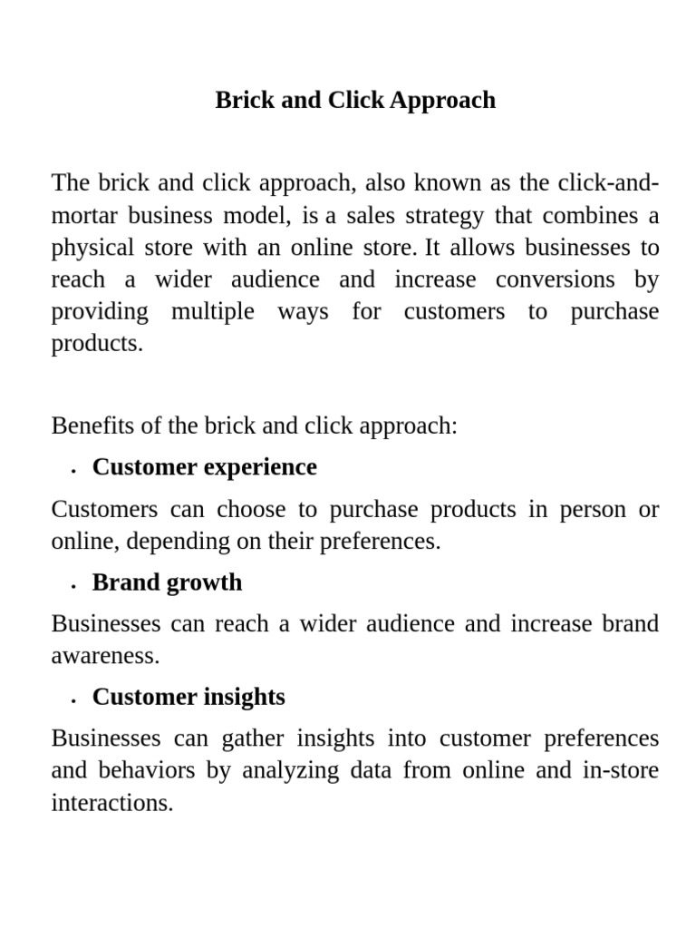 Brick and Click Approach | PDF | Brick And Mortar | Online Shopping
