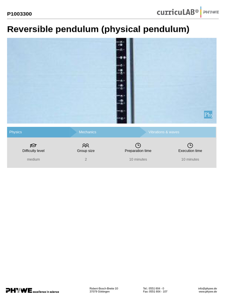 Reversible Pendulum (Physical Pendulum) | PDF | Pendulum | Applied And ...
