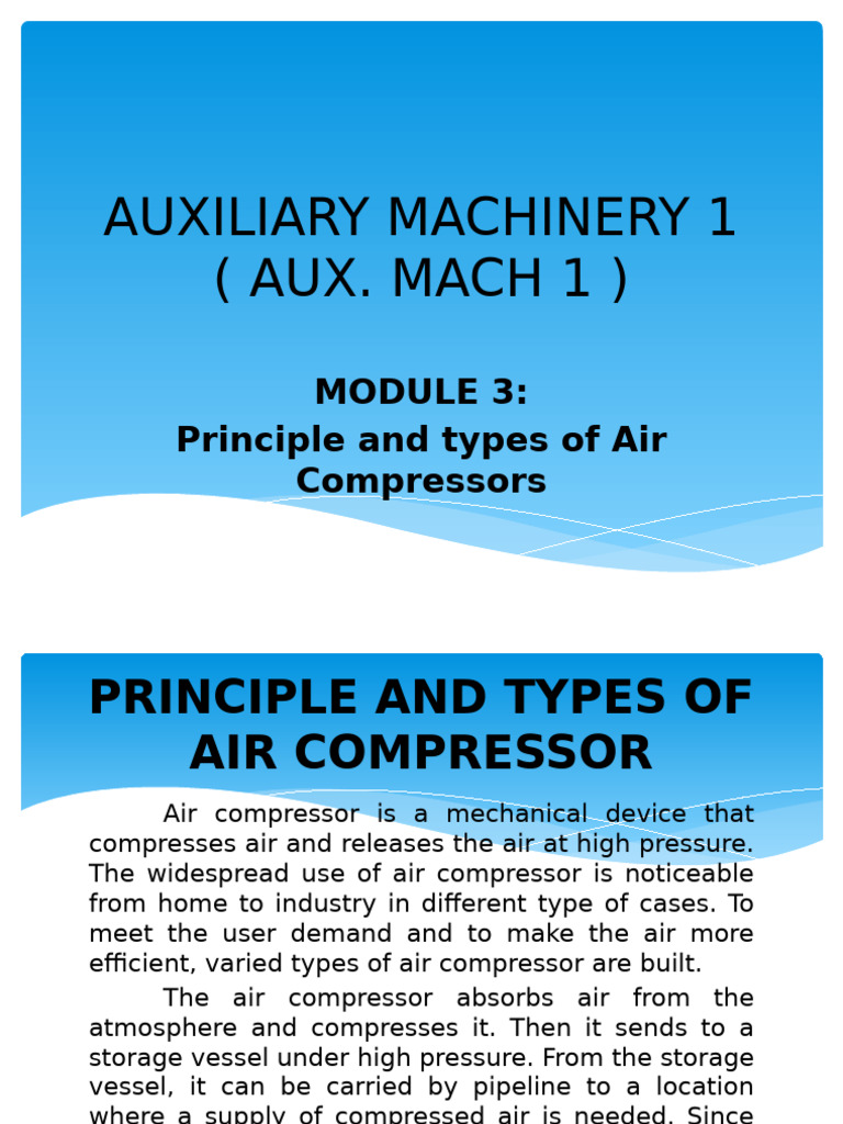 Module 3 & 4 Principle of Air Compressors | PDF | Turbine ...