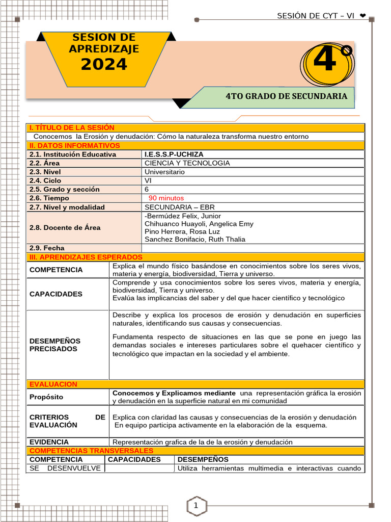 Sesion Geologia | PDF | Enseñando | Aprendizaje