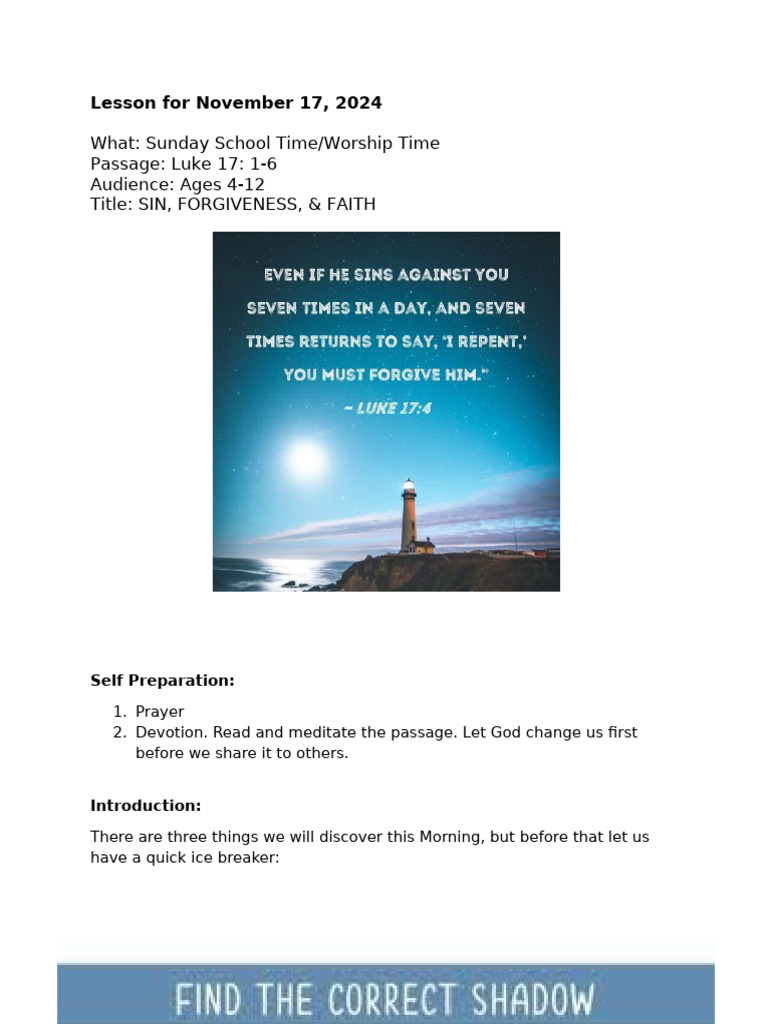 Nov 17 SIN FAITH AND FORGIVENESS | PDF | Forgiveness | Jesus