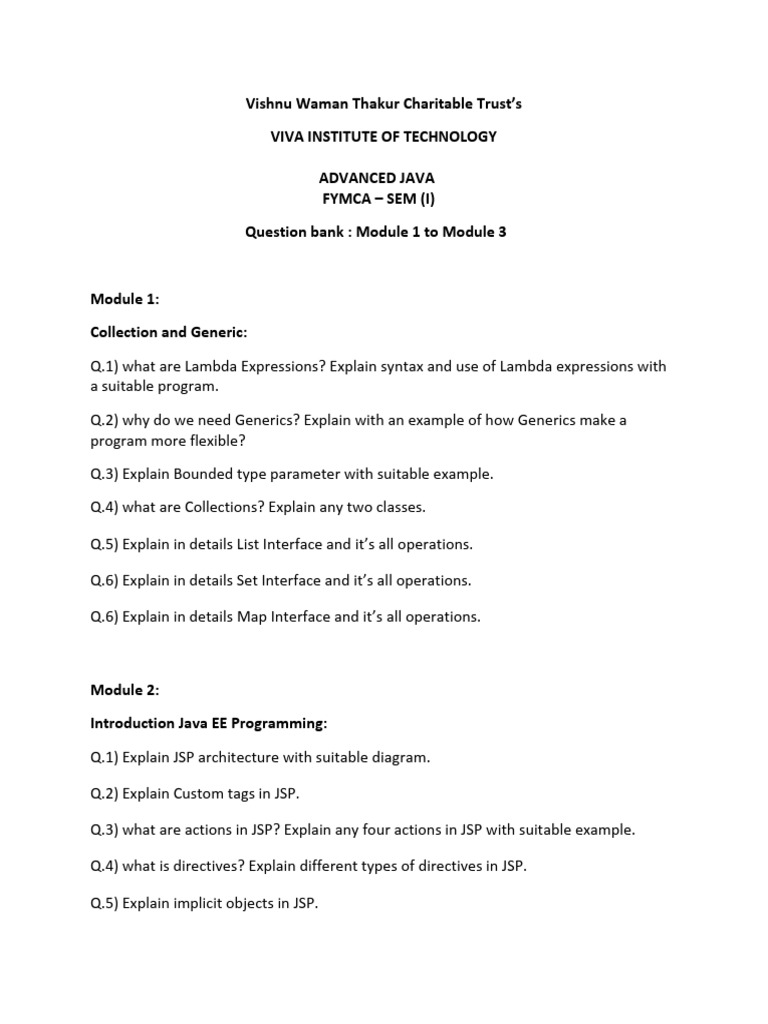 Adv Java Question Bank | PDF