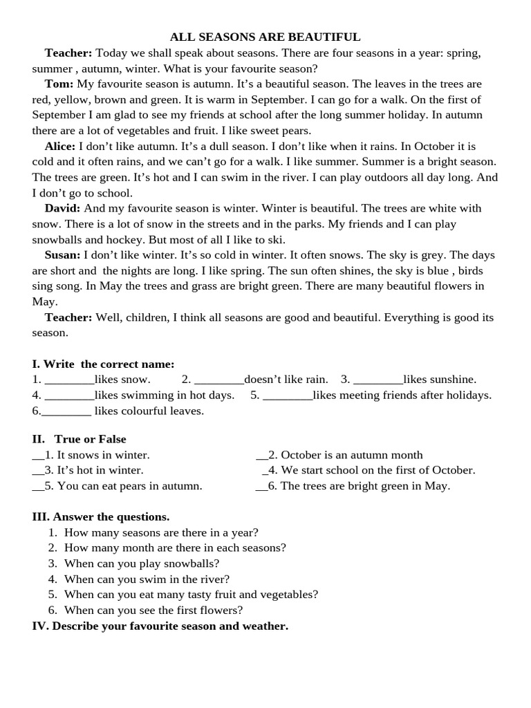 All Seasons Are Beautiful | PDF