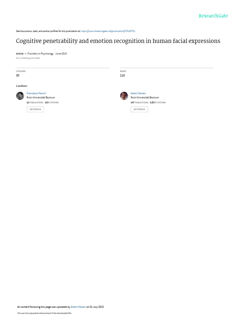 Cognitive Penetrability and Emotion Recognition in Human Facial ...