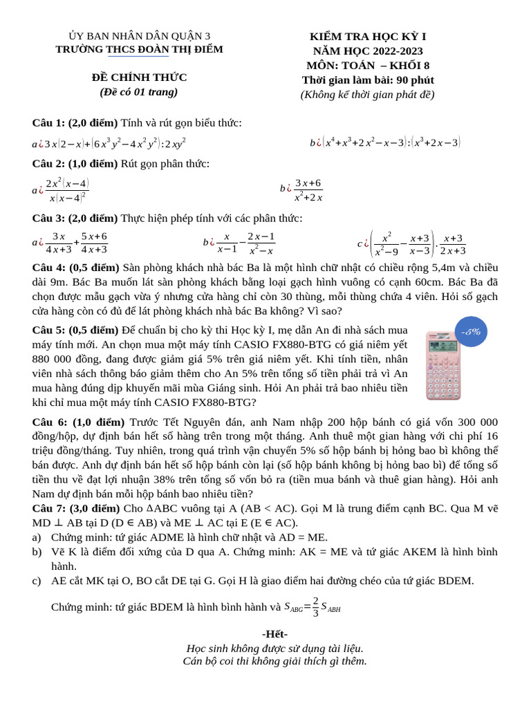 Toan8 DTD Diem DT 567 | PDF