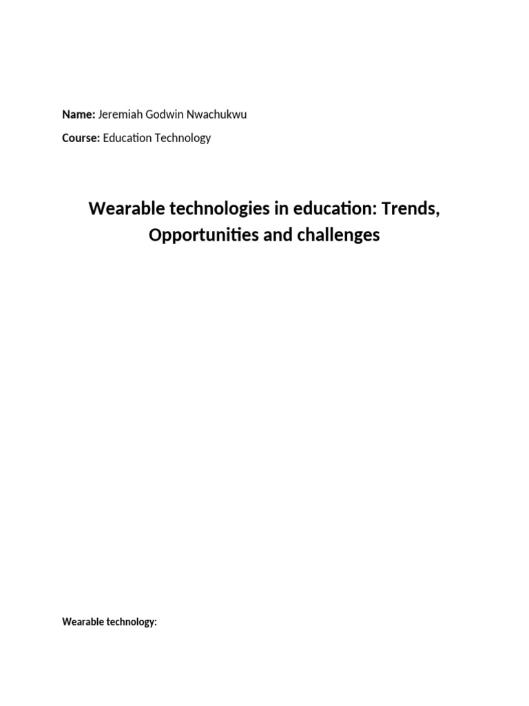 Wearable Technology Pdf Wearable Technology Virtual Reality