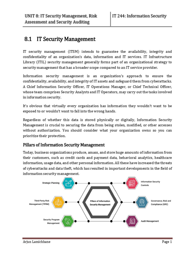 Unit 8-IT Security Management, Risk Assessment and Security Auditing | PDF | Security | Computer ...