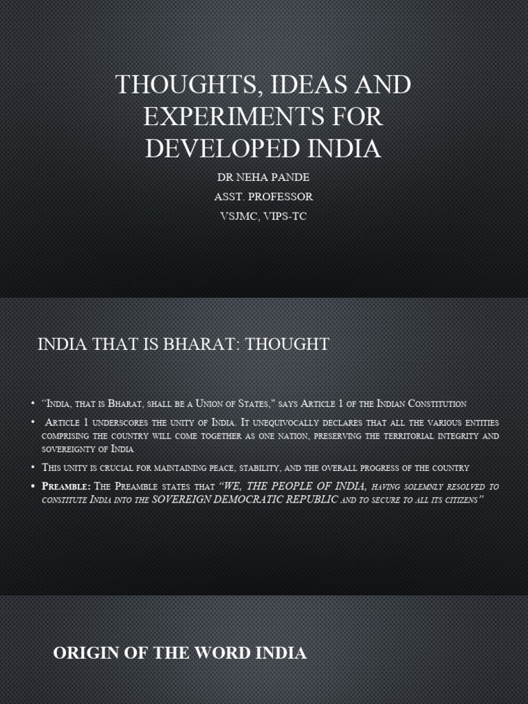 Thoughts, Ideas and Experiments For Developed India | PDF | Government
