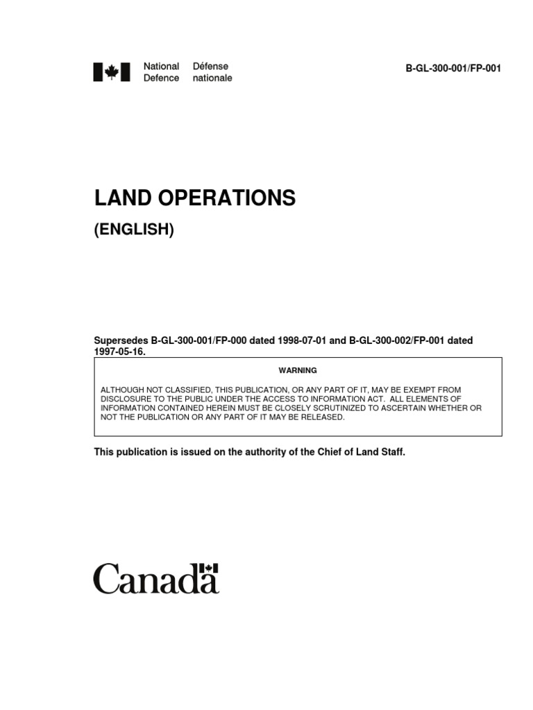 Land Ops B-GL-300-001-FP-001 | PDF | Maneuver Warfare | Military