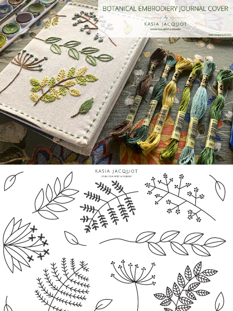 Botanical Embroidery Journal Cover | PDF | Embroidery | Leaf