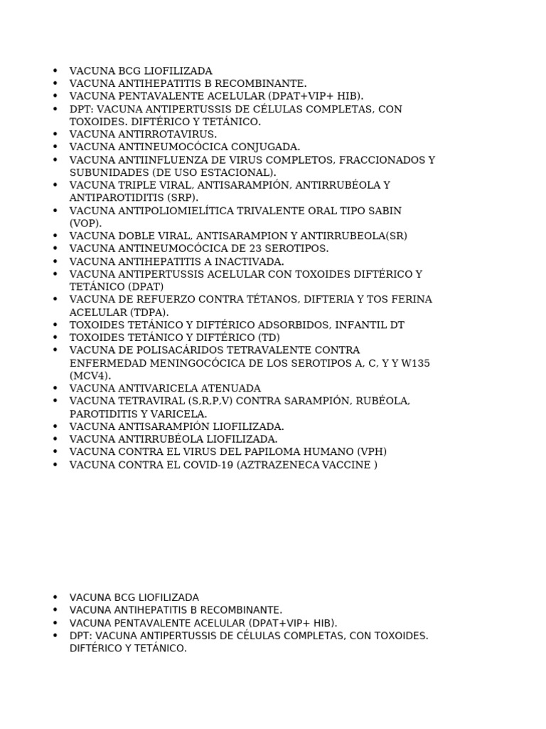 Vacunas: BCG, MCV4 y Pentavalente | PDF | Vacunas | Ciencias de la Salud