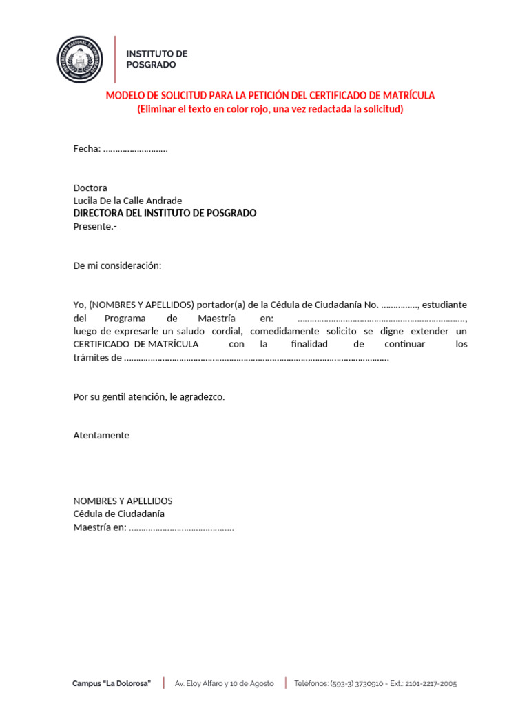 Certificado de Matricula | PDF