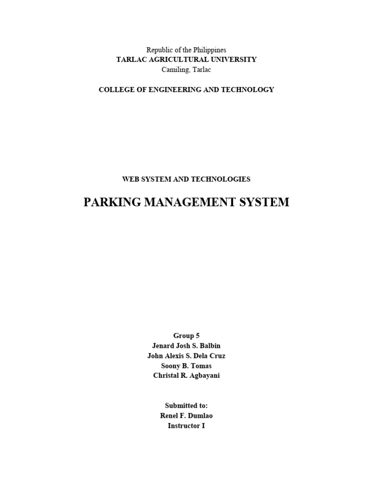 Parking Management System | PDF | Login | User (Computing)
