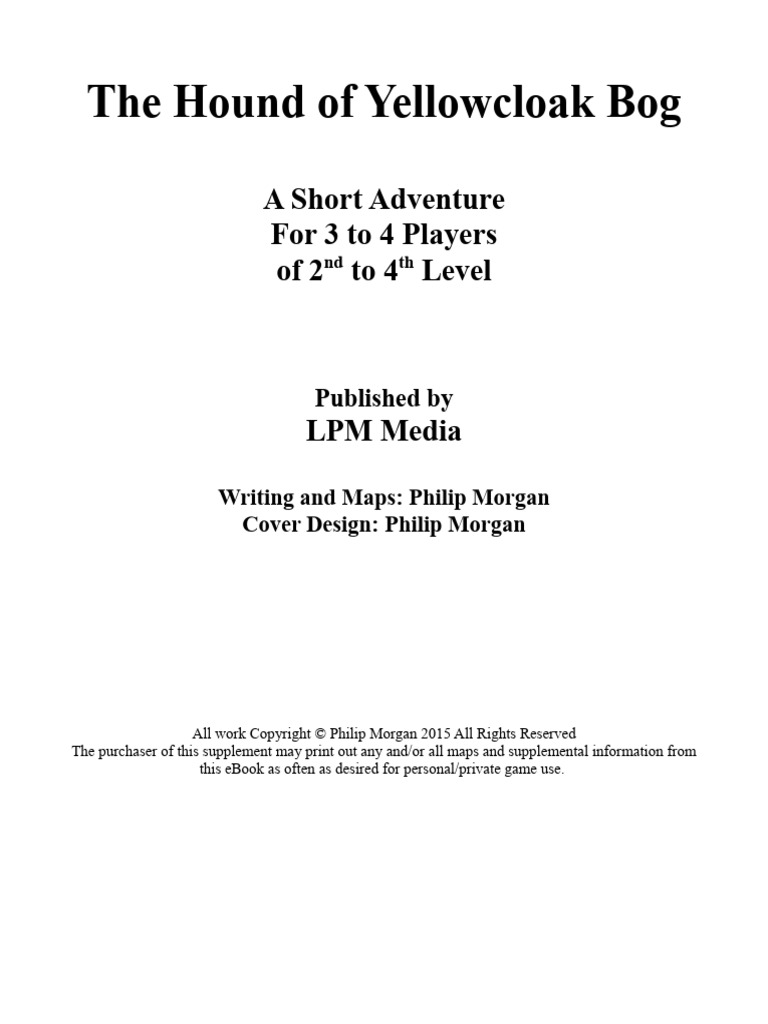 The Hound of Yellowcloak Bog A Short Adventure Module | PDF