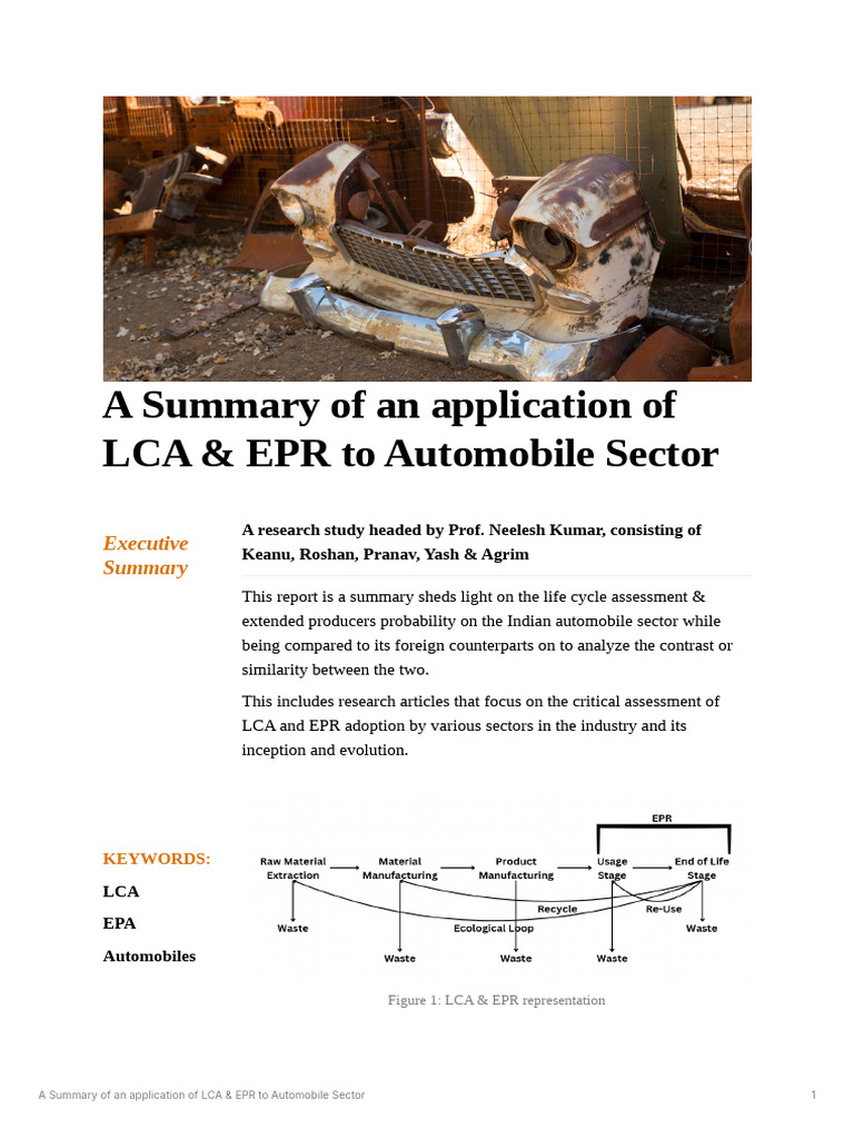 (BG-07) A Summary of An Application of LCA & EPR To Automobile Sector ...