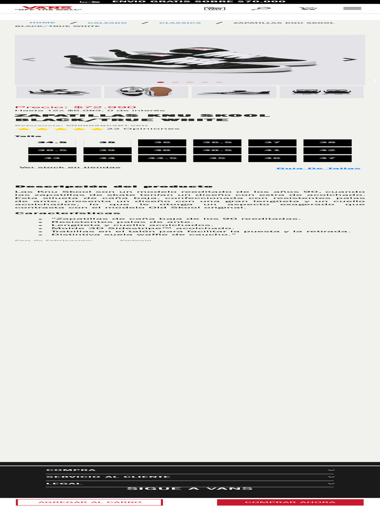 Zapatillas Knu Skool BlackTrue White-Vans Chile | PDF