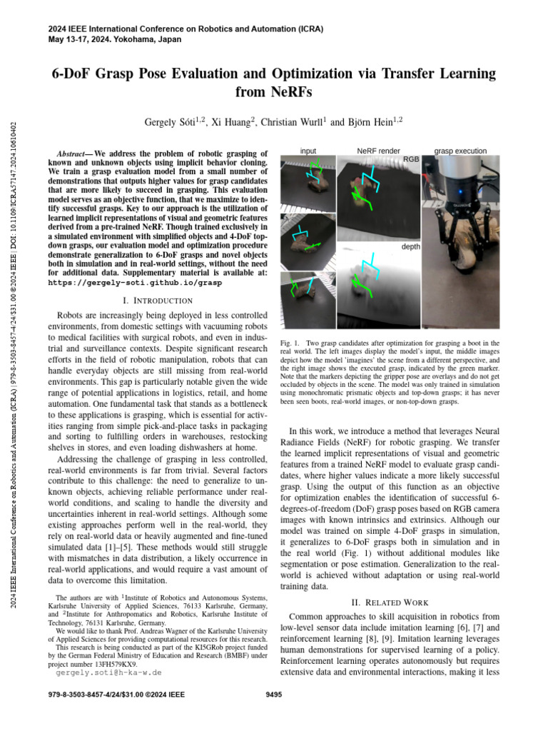 6-DoF Grasp Pose Evaluation and Optimization Via Transfer Learning From NeRF | PDF | Artificial ...