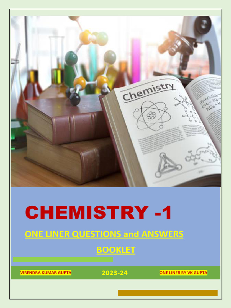 Chemistry-1 One Liner Que and Ans | PDF