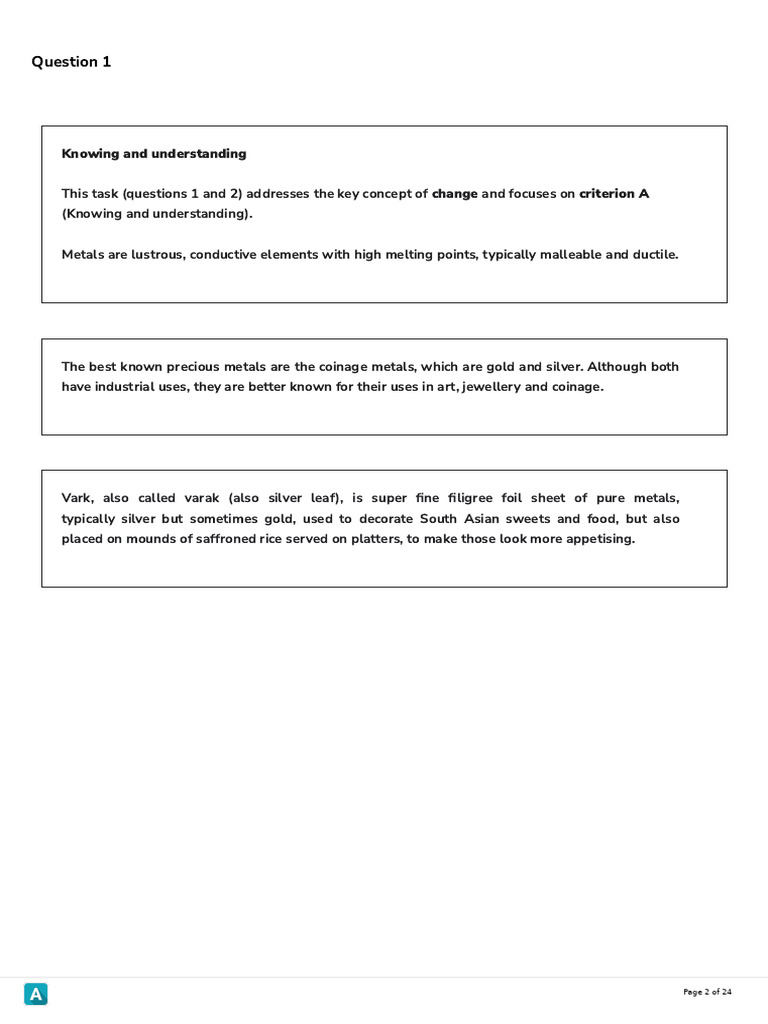 MYP 4&5 Chemistry - 5 - Answer | PDF | Acid | Ion