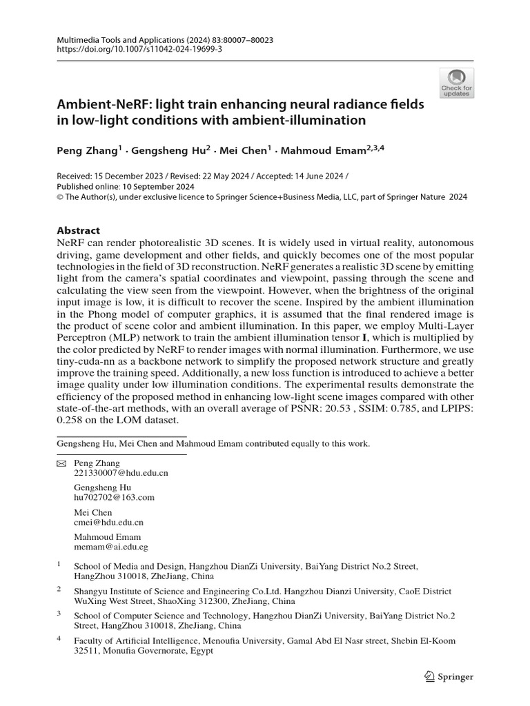 Ambient-NeRF Light Train Enhancing Neural Radiance Fields in Low-Light Conditions With Ambient ...