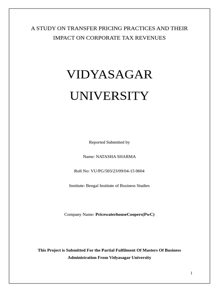 A Study On Transfer Pricing Practices and Their Impact On Corporate ...