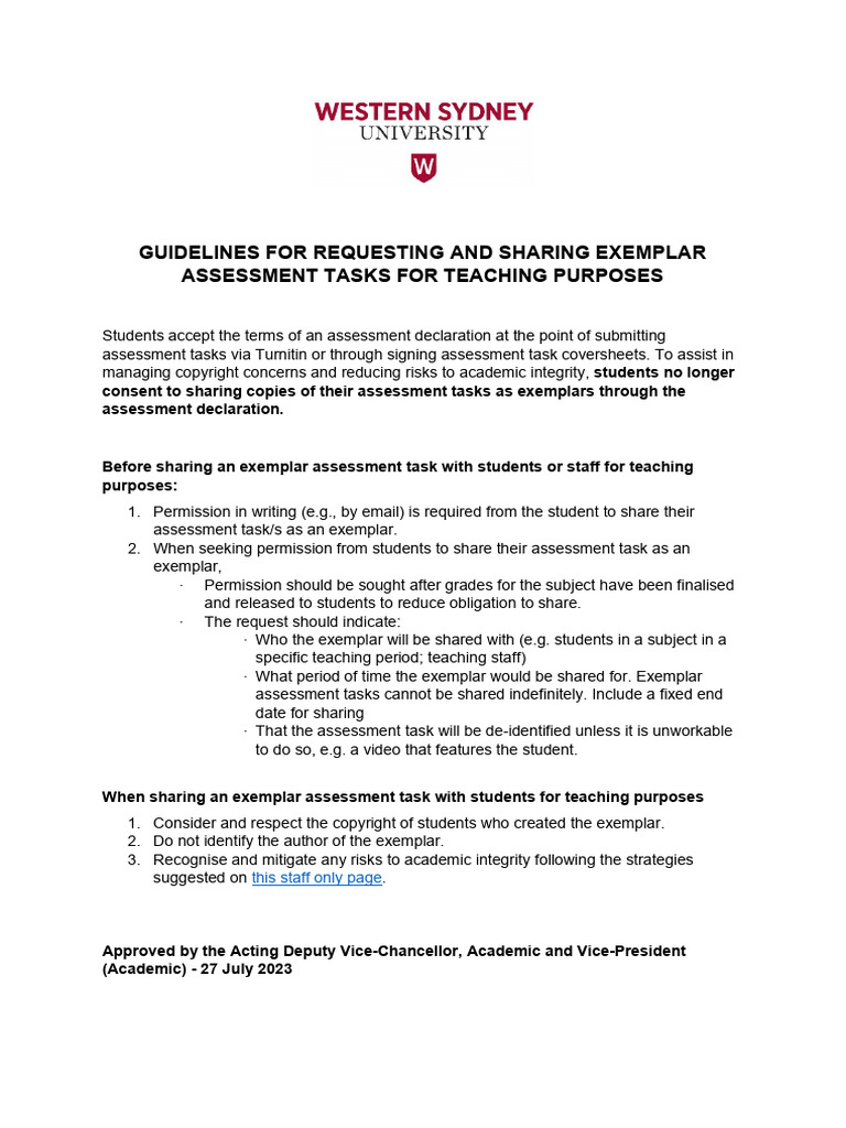 Guidelines For Requesting and Sharing Exemplar Assessment Tasks - 1 ... Guidelines For Requesting and Sharing Exemplar Assessment Tasks - 1 ...