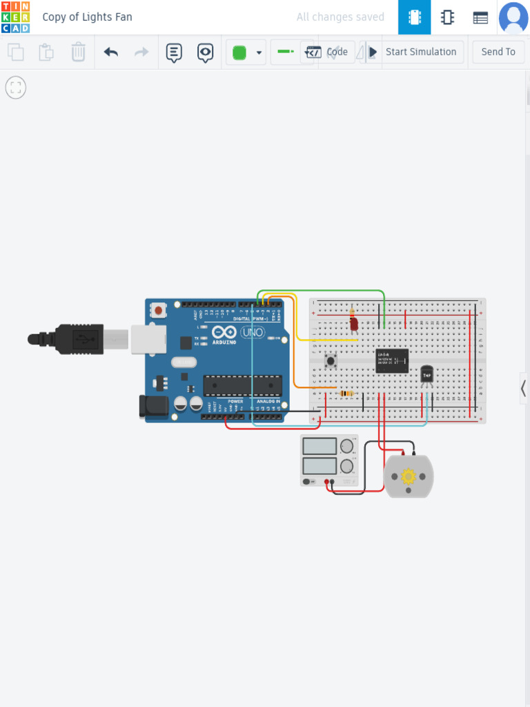 Circuit Design Copy of Lights Fan - Tinkercad | PDF