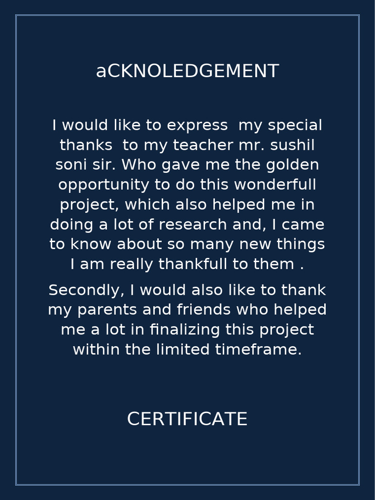 aCKNOLEDGEMENT Shivang | PDF