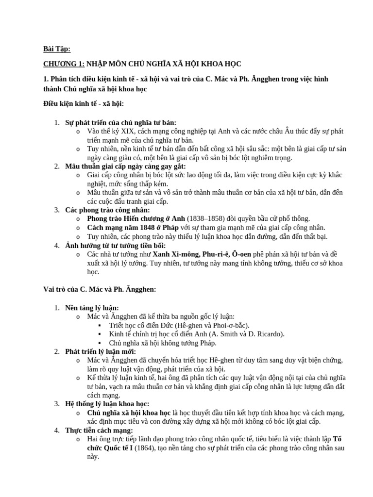 Bài Tập CNXHKH | PDF