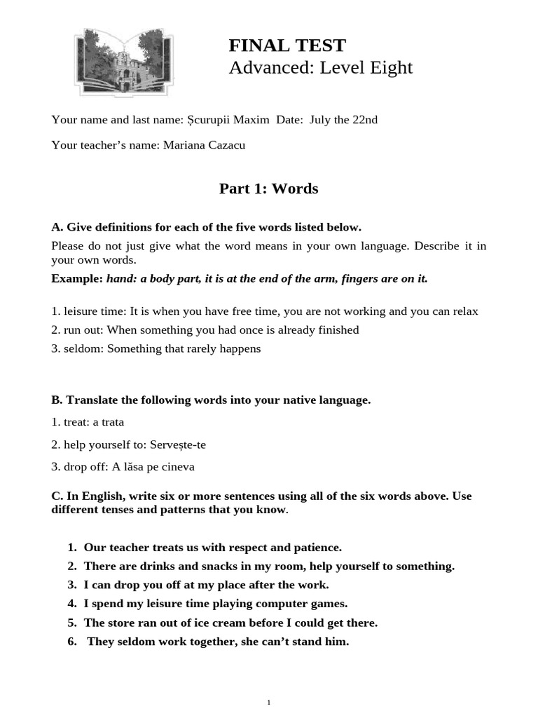 ESL-test-Nivelul 8 | PDF | Conversation | Human Communication