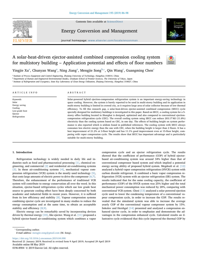 A Solar-Heat-Driven Ejector-Assisted Combined Compression Cooling ...