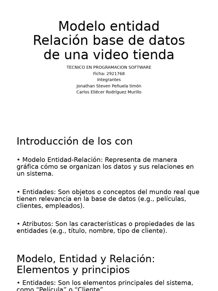 Modelo Entidad Relación Base de Datos de Una Video Tienda | PDF