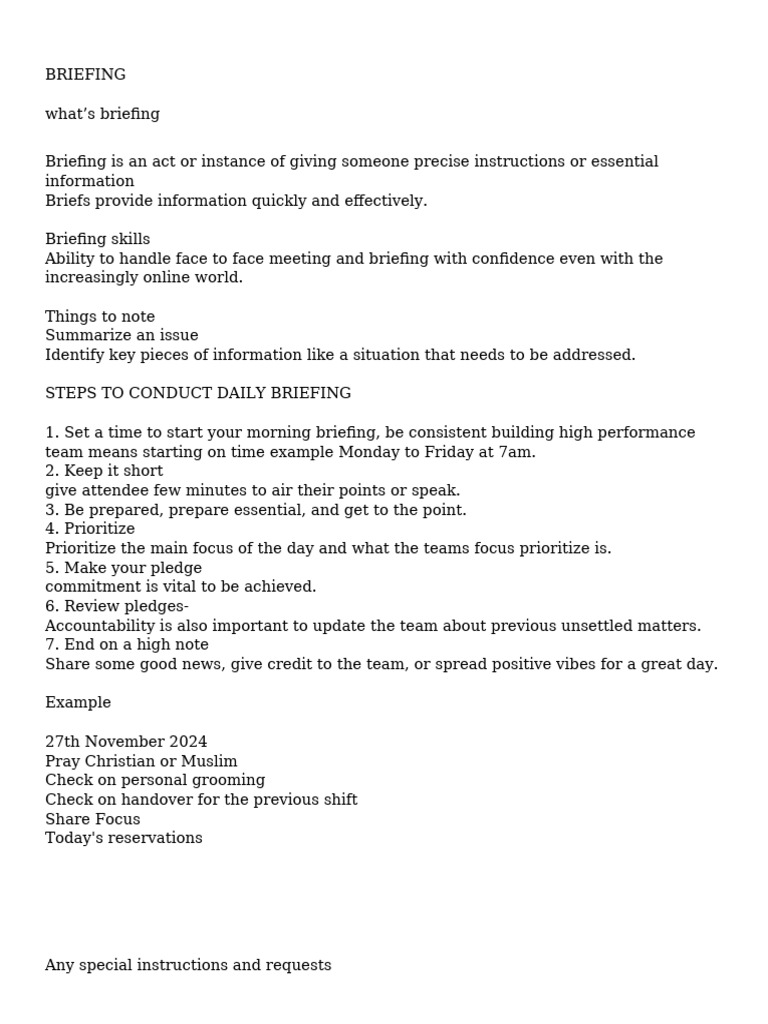 Daily Briefing Guide & Importance | PDF