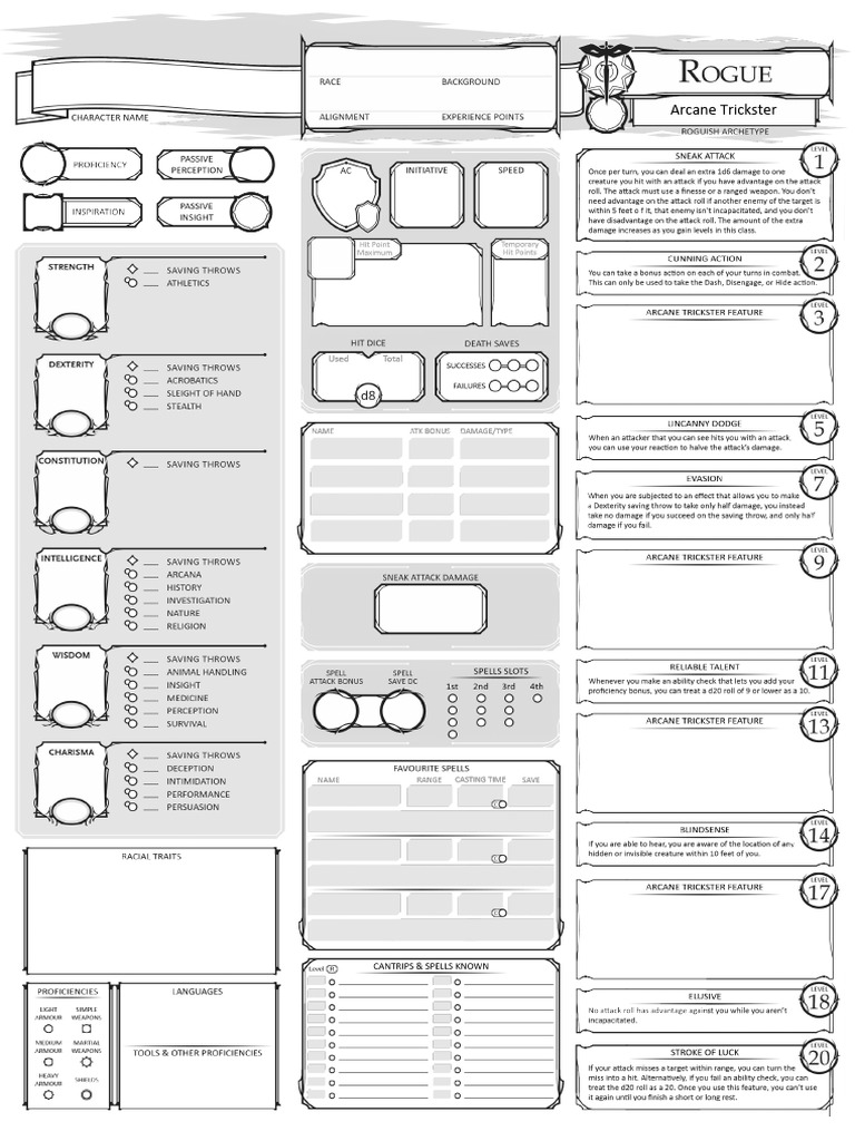 456029-Character Sheet Rogue-At Fillable | PDF
