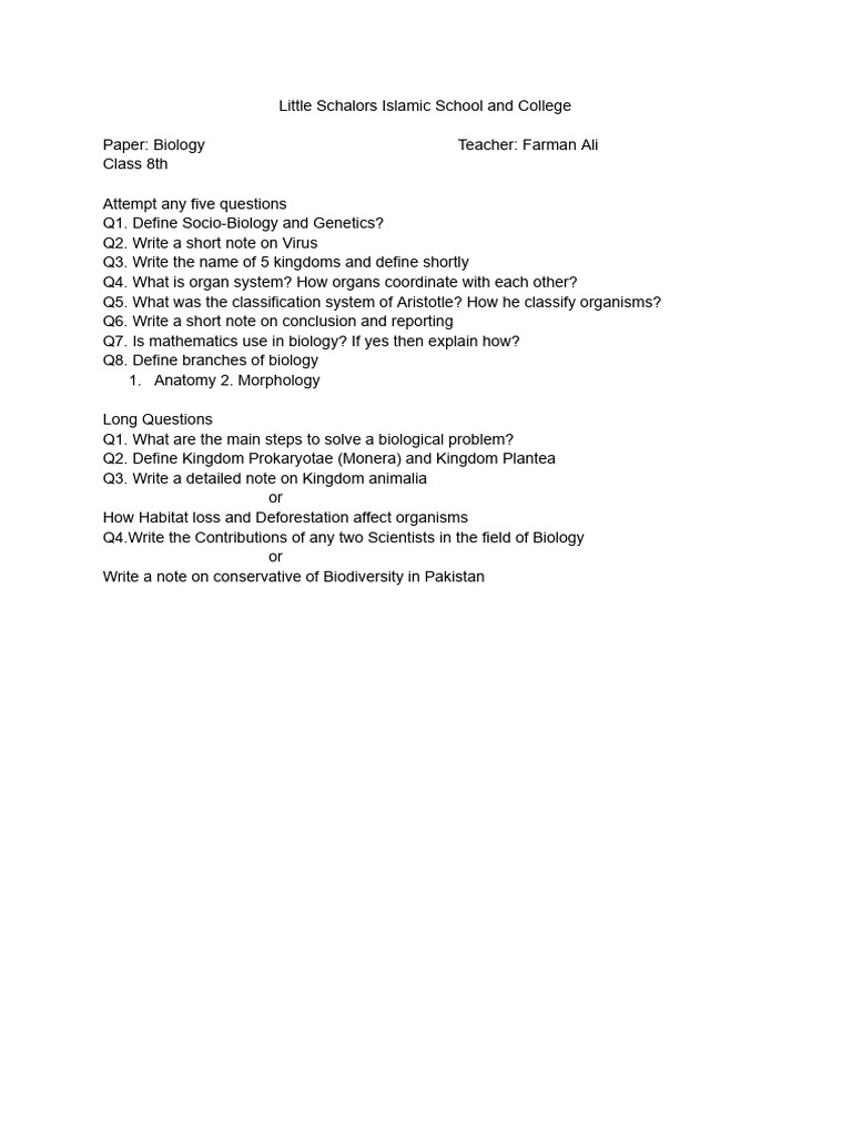 Question Paper 9th 1-3 Chap | PDF