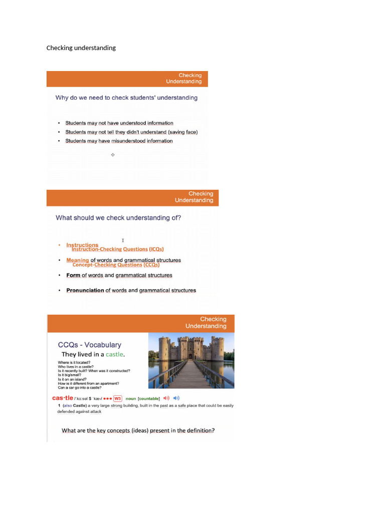 Checking Understanding | PDF