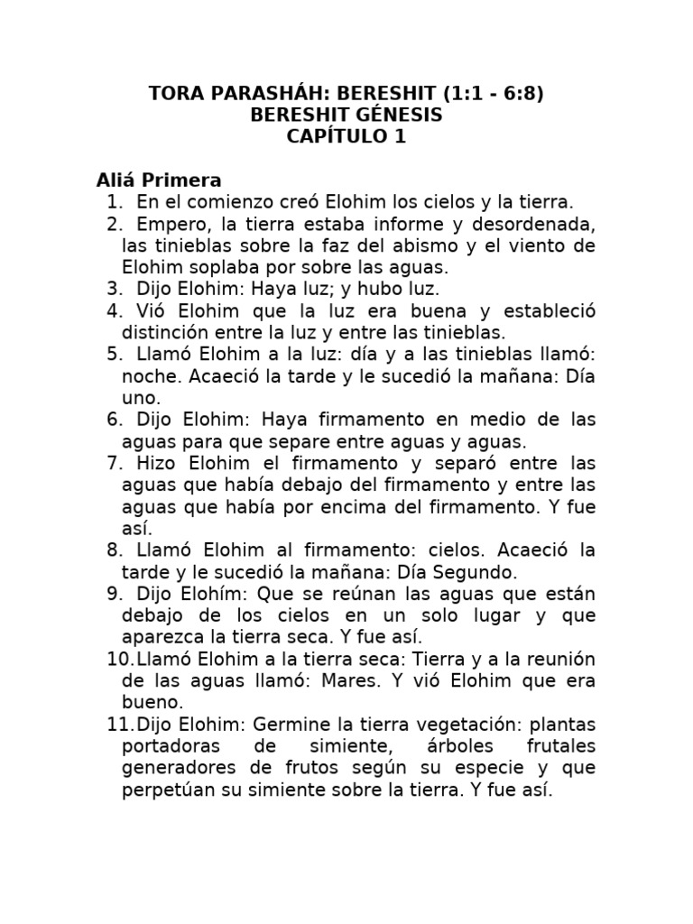 01 Bereshit Esp Genesis 1 1 A 6 8 | PDF | Salmos | Maimónides