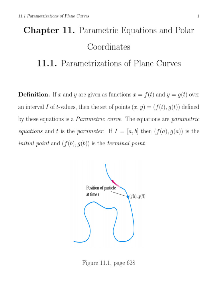Parametric Equations and Polar Coordinates Parametrizations of Plane ...