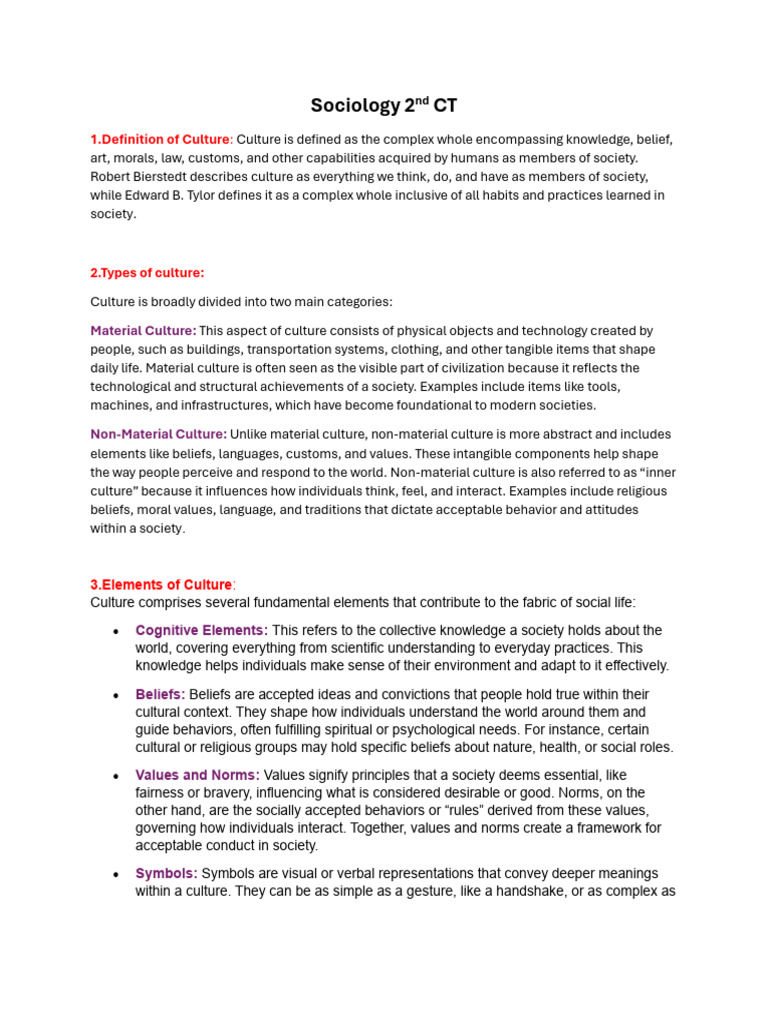 Sociology 2nd CT | PDF | Knowledge | Morality