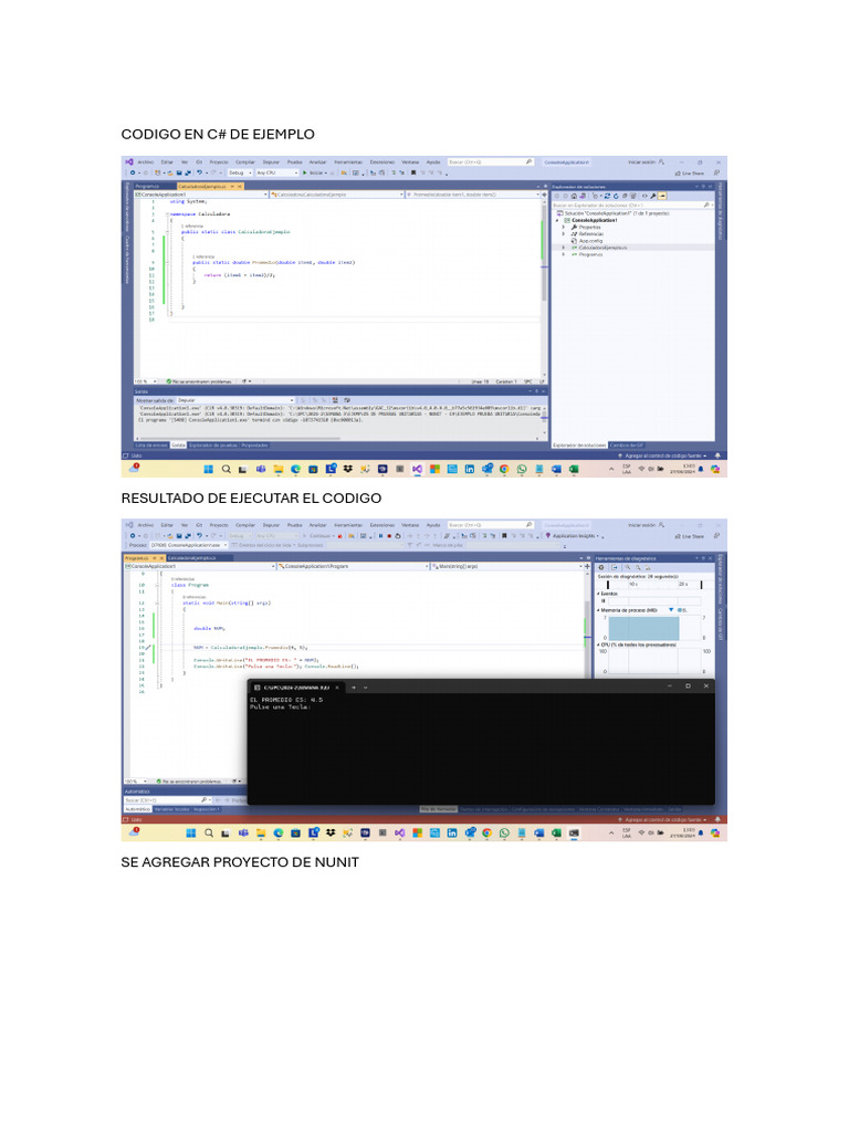 Ejemplo de Prueba Unitaria Con Nunit y C# | PDF
