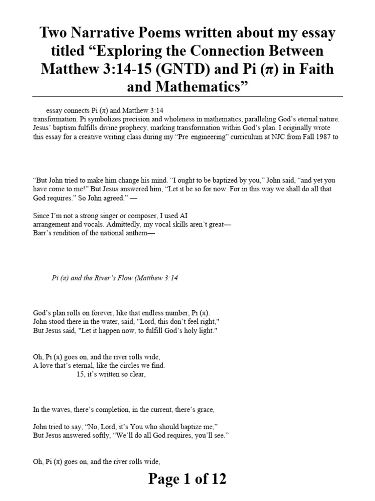 Narrative Poems - Exploring the Connection Between Matthew Chapter 3 ...