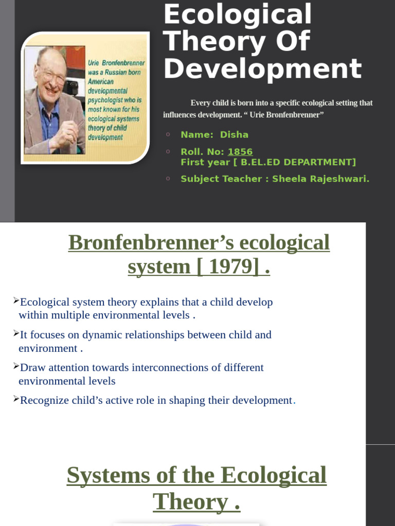 Bronfenbrenner's Ecological Development Theory | PDF | Child ...