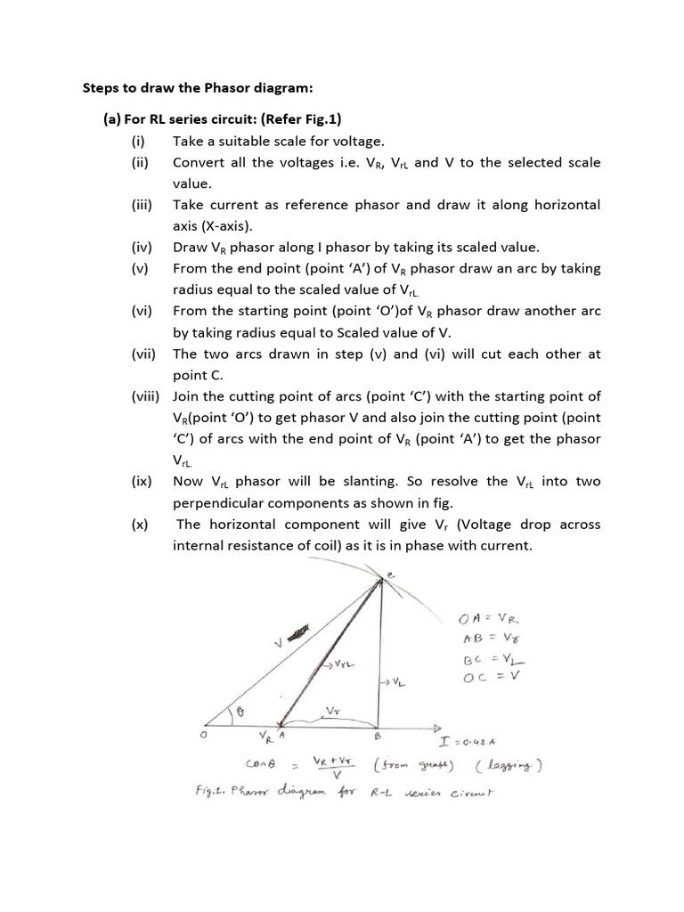 Steps To Draw The Phasor Diagram in RL, RC, RLC Circuit | PDF | Series ...