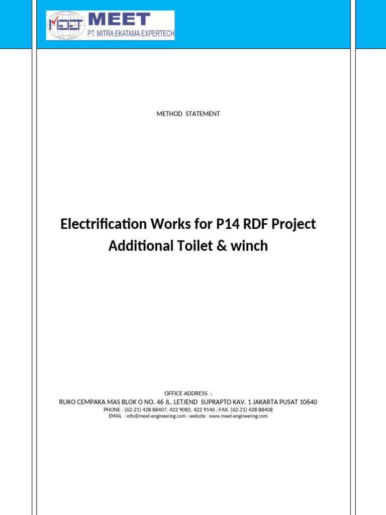 Method Statement P14 RDF Project - R1 | PDF | Personal Protective ...