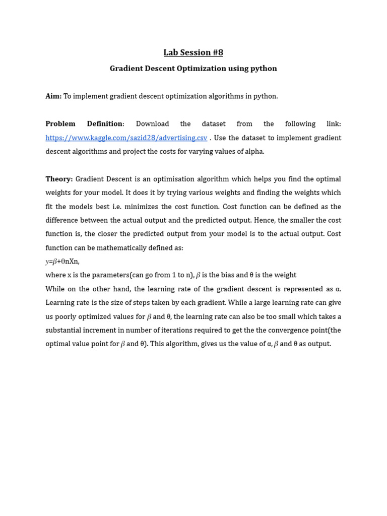 Gradient Descent Optimization | PDF