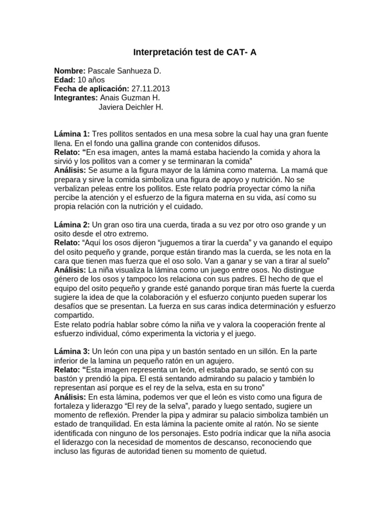 Interpretación Test de CAT | PDF | Osos